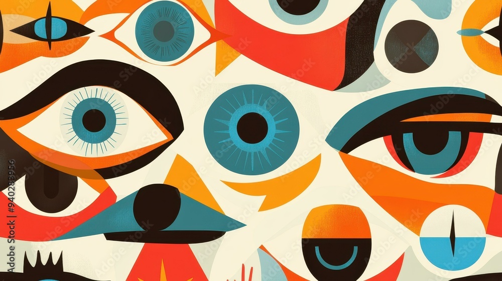 Vivid eye patterns bring life to your designs with modern flat art and ...