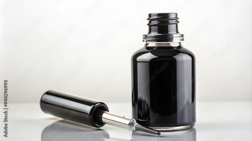 Bottle of black ink with dropper top, ink, bottle, black, dropper ...