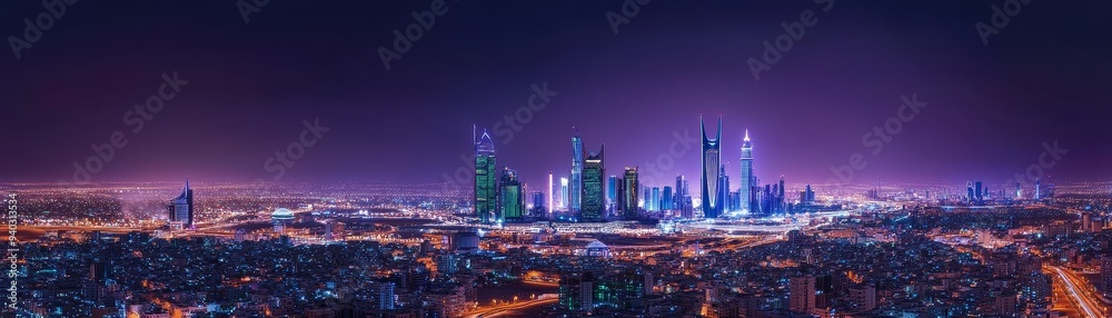 Riyadh Skyline at Night A Panoramic View of the City's Iconic Buildings ...