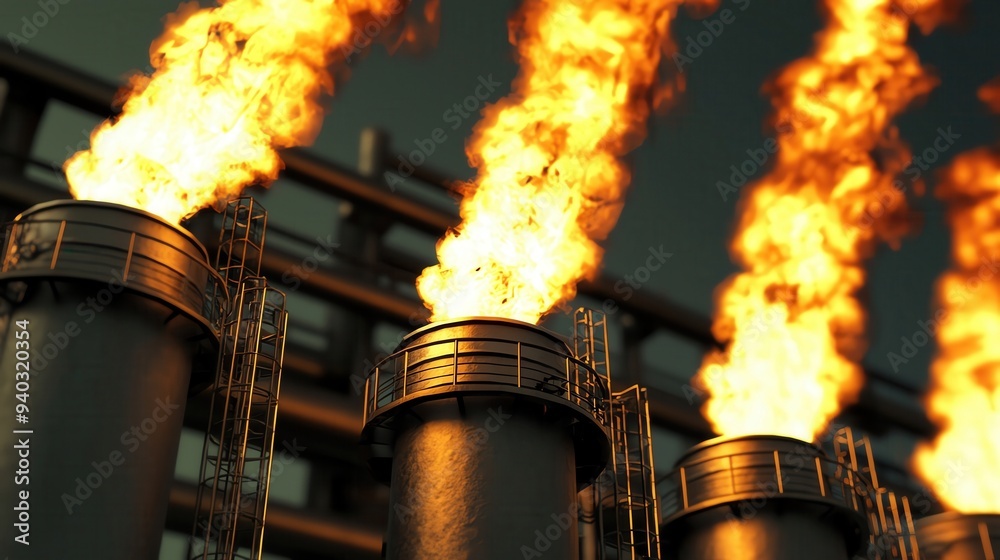 Hydrocarbon Production A refinery where hydrocarbons are processed with ...