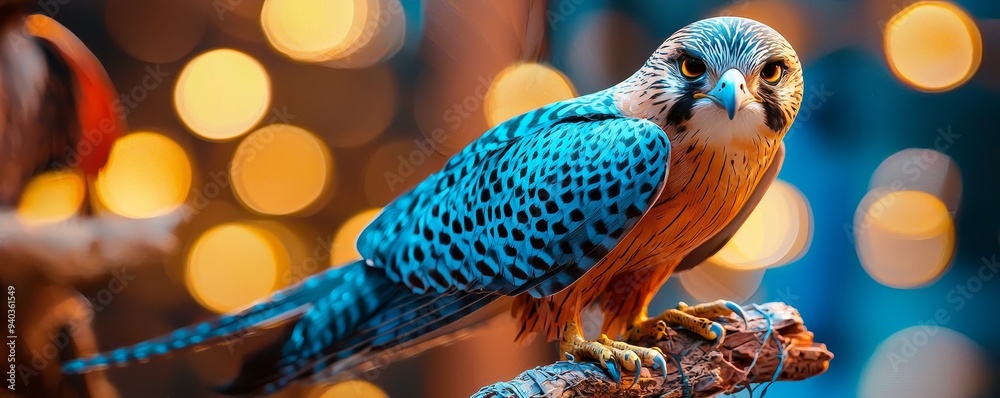 A 3D UAE falcon on a perch with soft lighting on the right, symbolizing ...