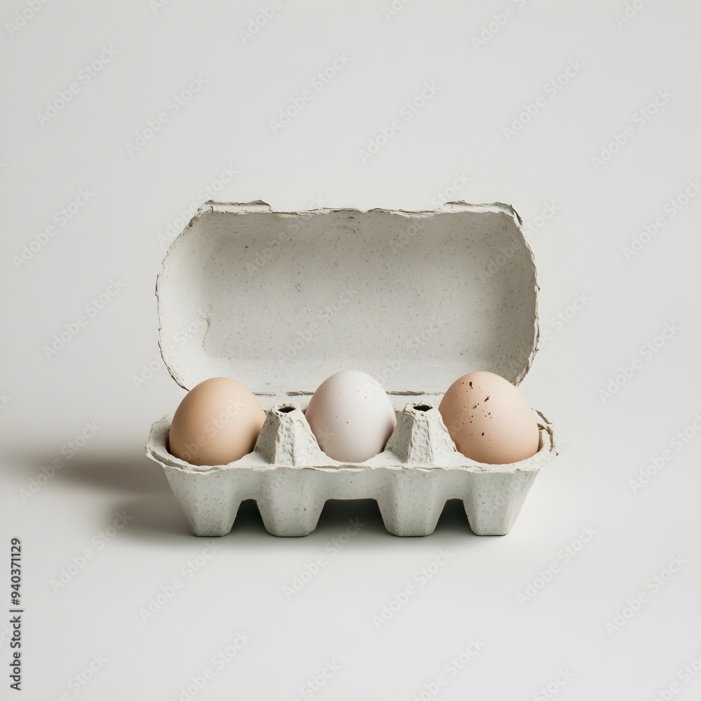 A ceramic egg carton placed at the center of the frame isolated on a ...