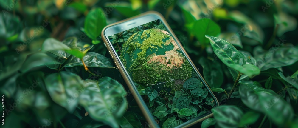 Cutting-Edge Environmental Sustainability App Interface Close-Up Stock ...