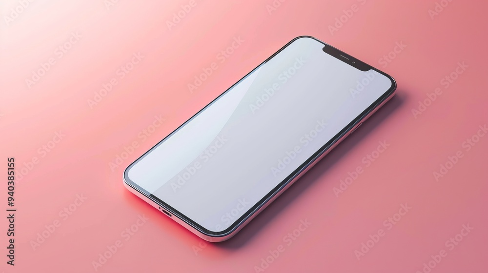 Realistic 3d smartphone mockup in isometric view with blank screen for ...