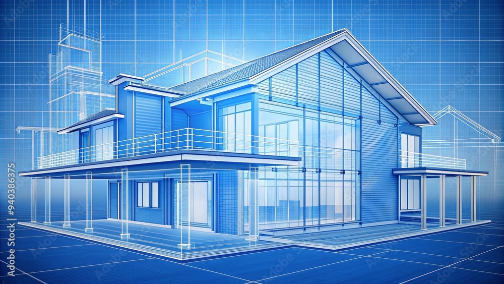 Architectural blueprint of a modern home design, blueprint, house plans ...