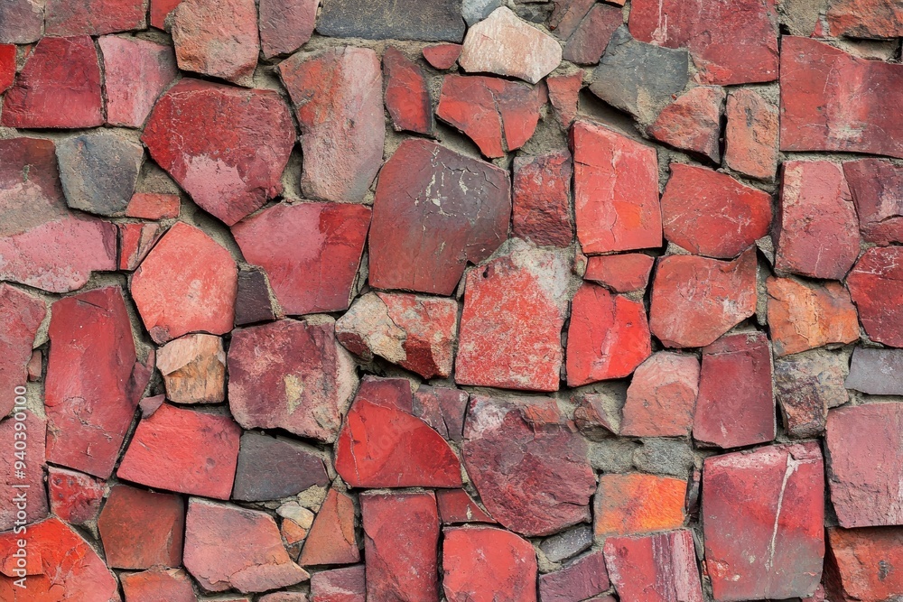 Processed collage of obsolete red brock masonry wall texture ...