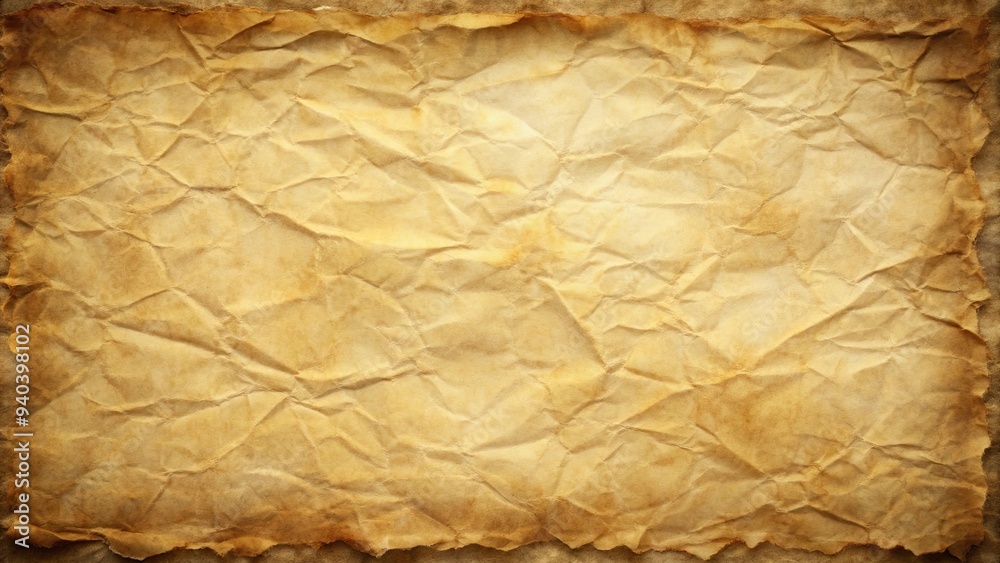 Old, wrinkled paper with yellowing edges and faint lines, vintage ...