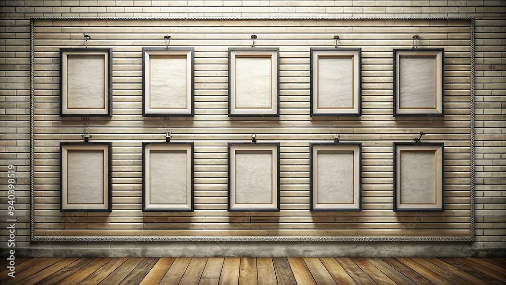 Mugshot wall background with row of blank frames , police, criminal ...