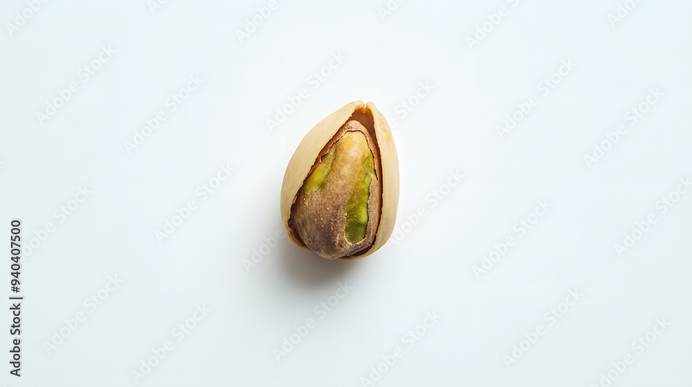85. A single pistachio seed lying on a plain white background Stock ...