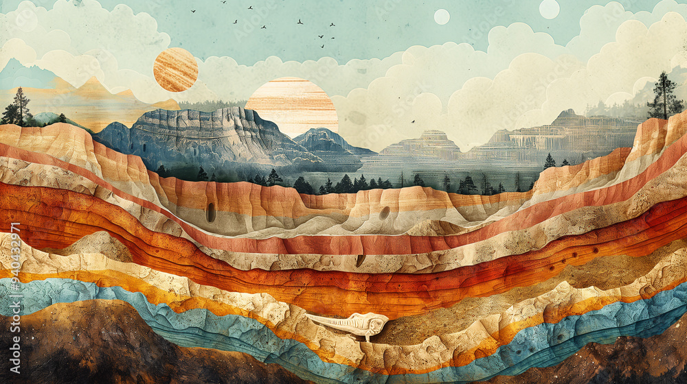 Fossil Layers: Creates an image that shows the layers of sedimentary ...