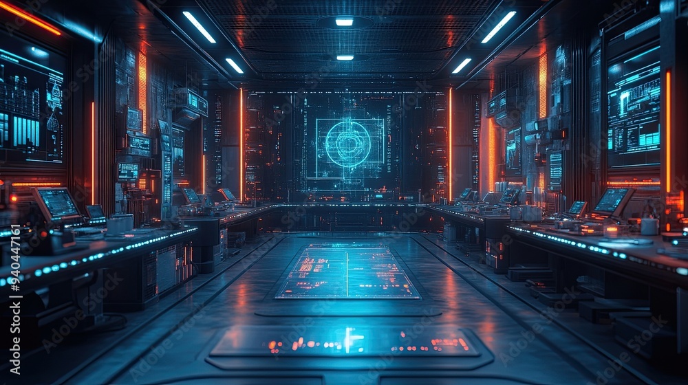 Innovation Lab: A 3D futuristic lab with digital prototypes floating in ...