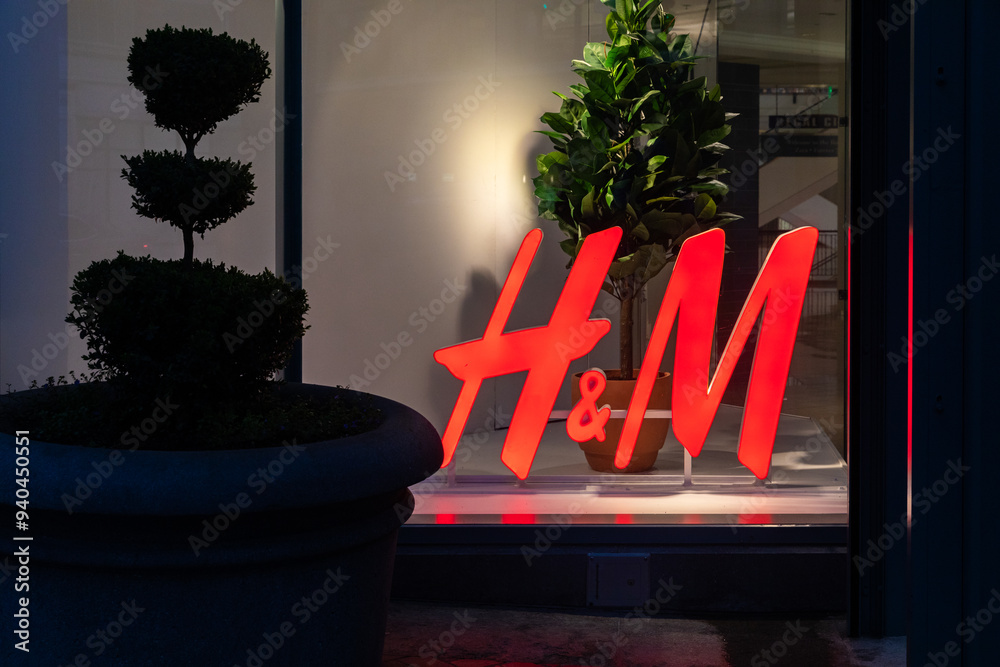 Portland, Oregon, USA - March 14, 2022 - H and M H&M retail shop logo ...
