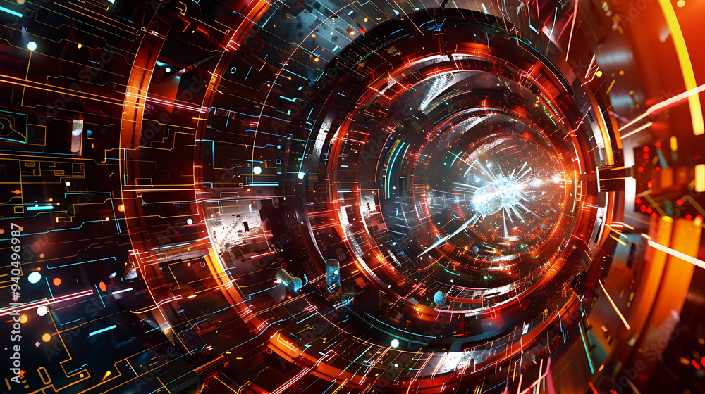 Detailed view of a particle accelerator detecting Higgs bosons and ...