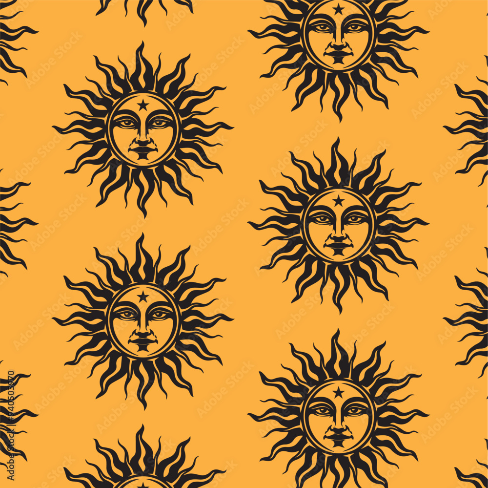 sun god goddess sunflower tattoo style vector in yellow vector ...