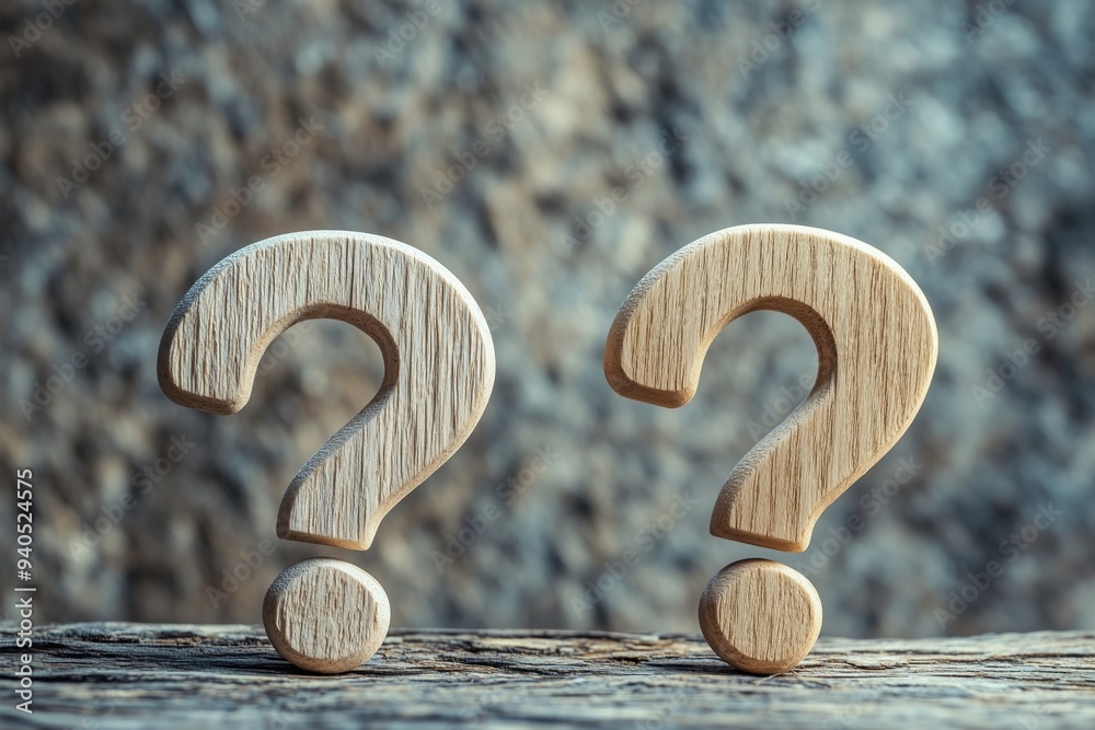 Wooden Question Marks Signifying Uncertainty and Curiosity Stock ...