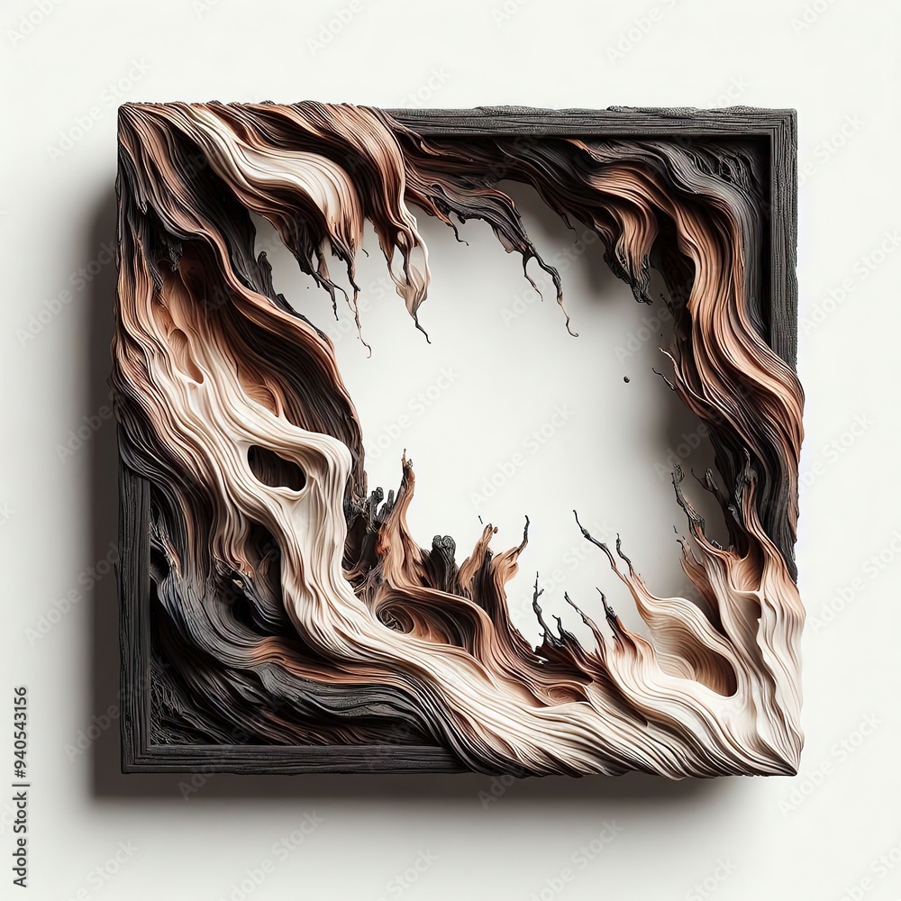 Organic Burnt and Melting Wood Frame with Blended and Flowing Textures ...