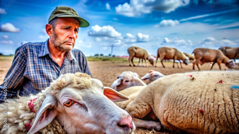 bluetongue disease, sheep, agriculture, animal, color image, farm ...