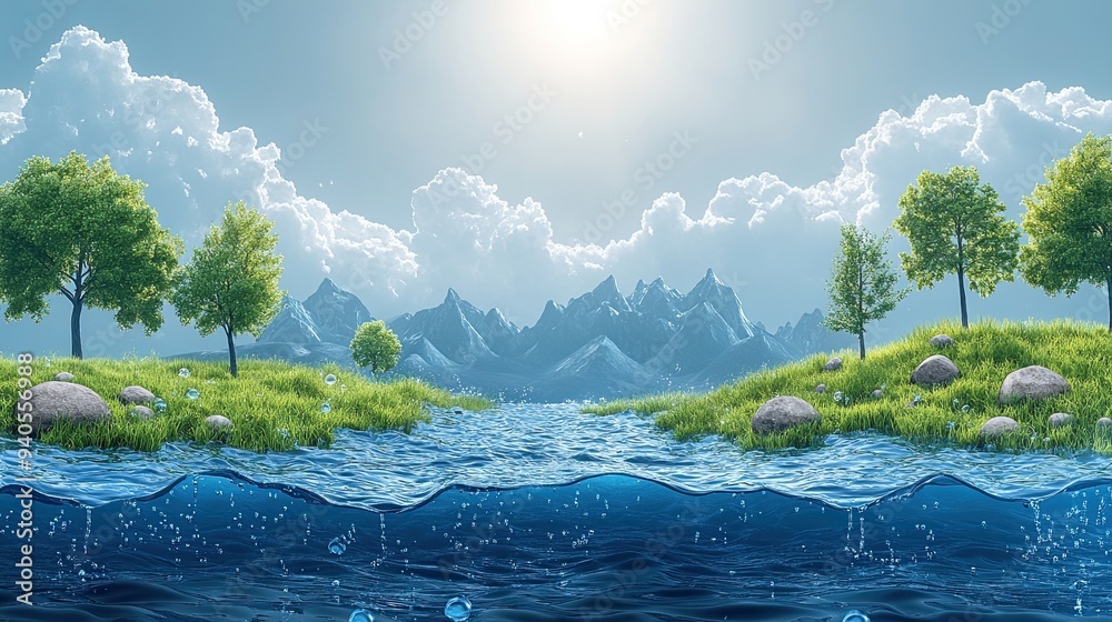 Water Cycle - Evaporation, Condensation, Precipitation with Clouds, a ...