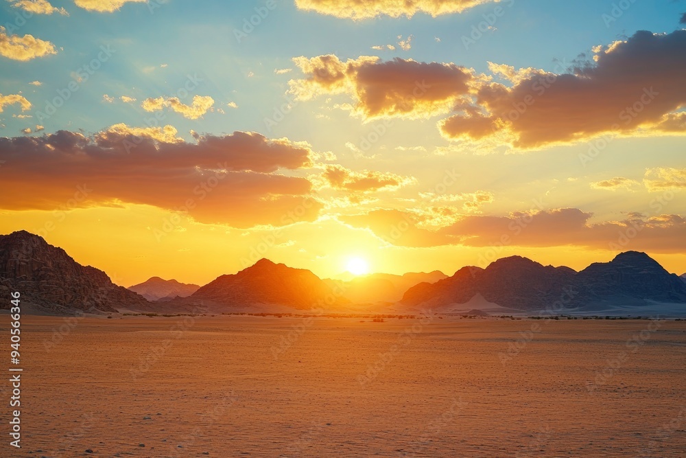 Epic sunset landscape sky with big bright sun going behind the ...
