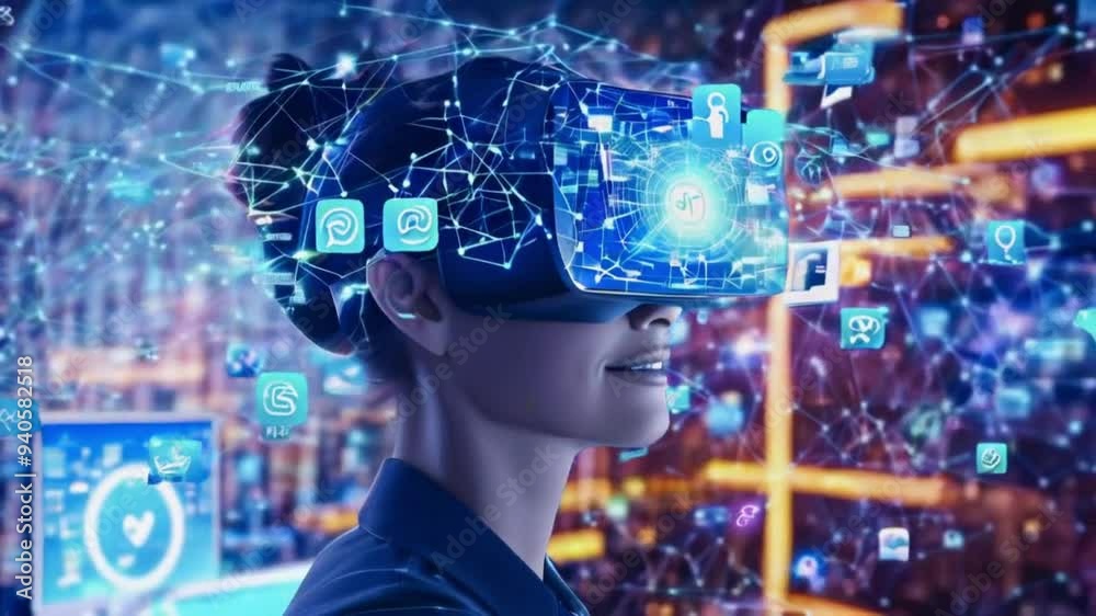 VFX Animated Background Depicting Virtual Social Media Network ...