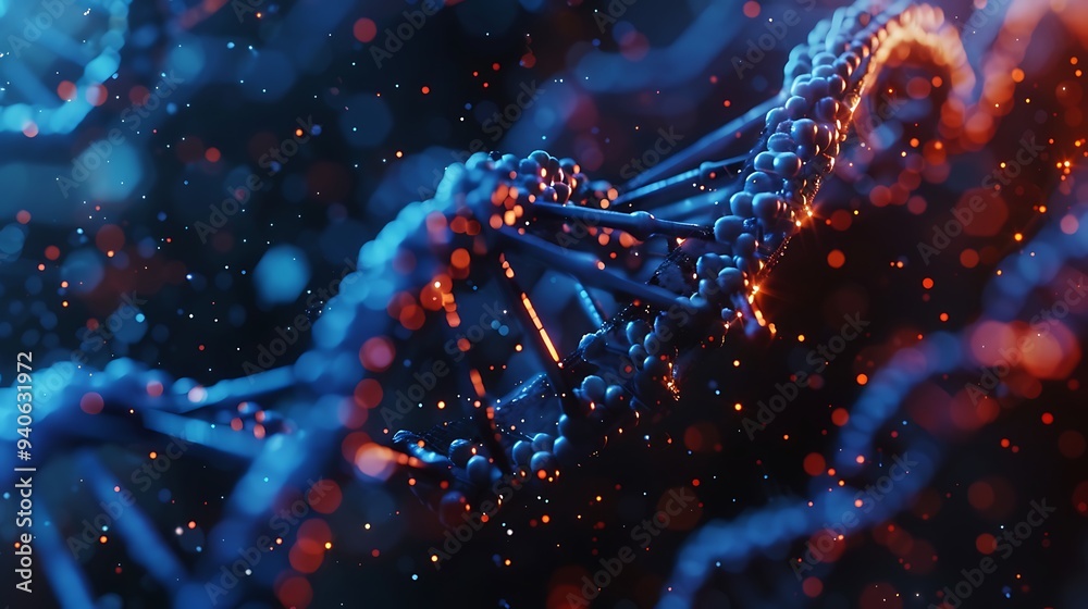 Detailed DNA molecule model structure in a scientific laboratory ...
