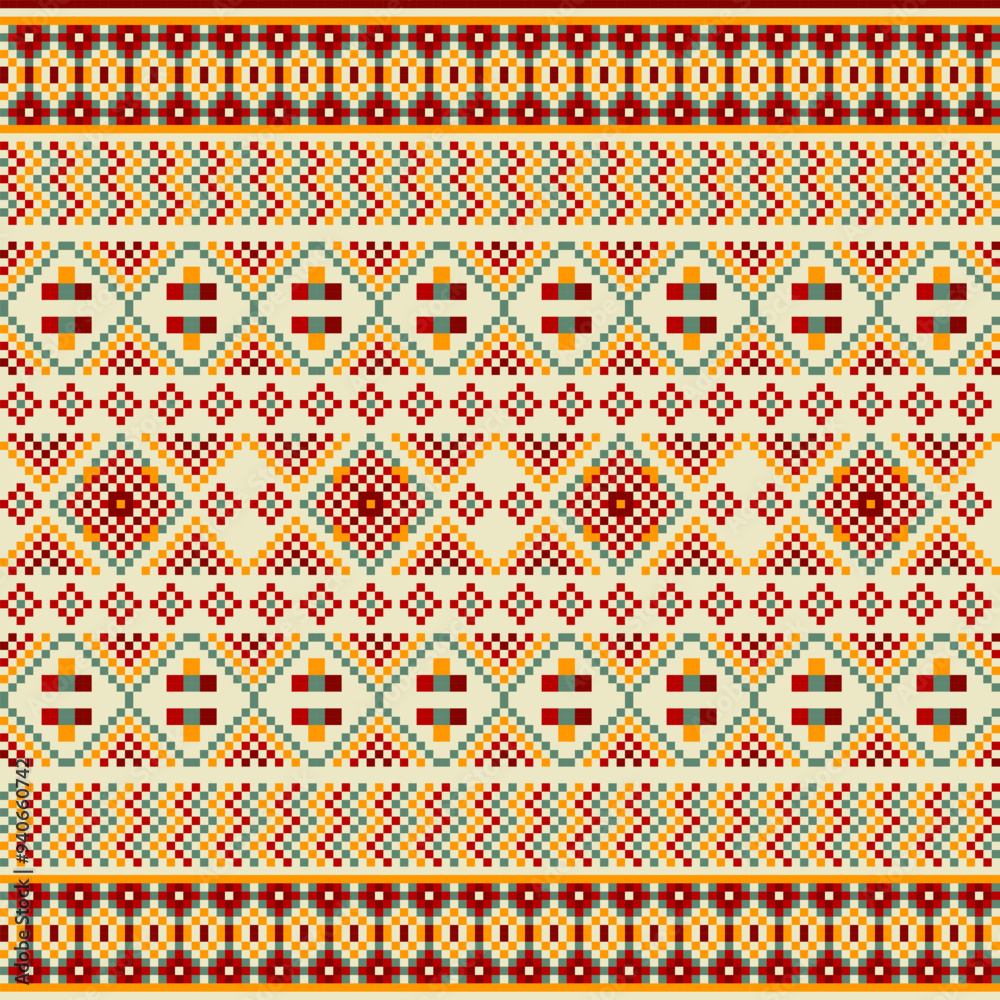 Geometric Native American Pixel art is a creative technique that ...