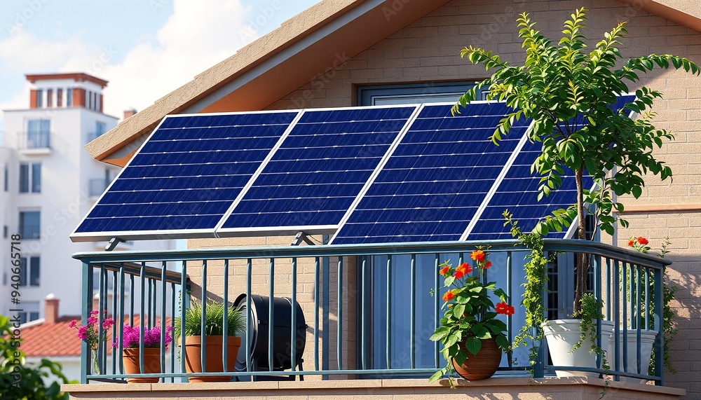 Solar panels are installed on balconies in hard-to-reach areas ...