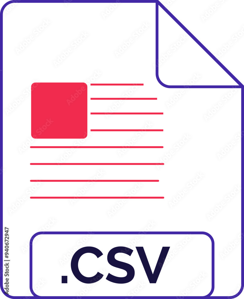 CSV File icon little lines outline Stock Vector | Adobe Stock