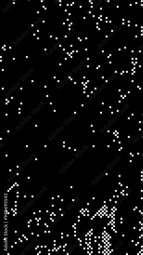 Abstract pixel retro 8bit noise static, square black and white animated ...