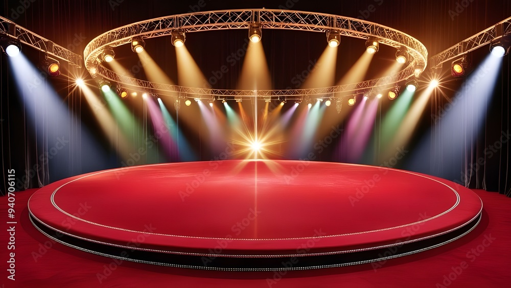 Spotlight on the Red Carpet round stage with Stage Lighting , created ...