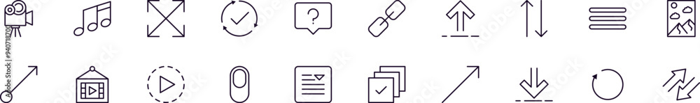 Essential signs for interface line vector pictograms pack. Editable ...