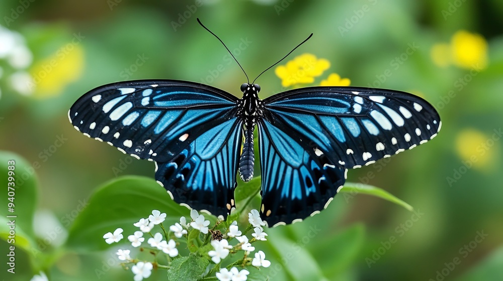 The blue tiger butterfly (Tirumala limniace) is a striking butterfly ...