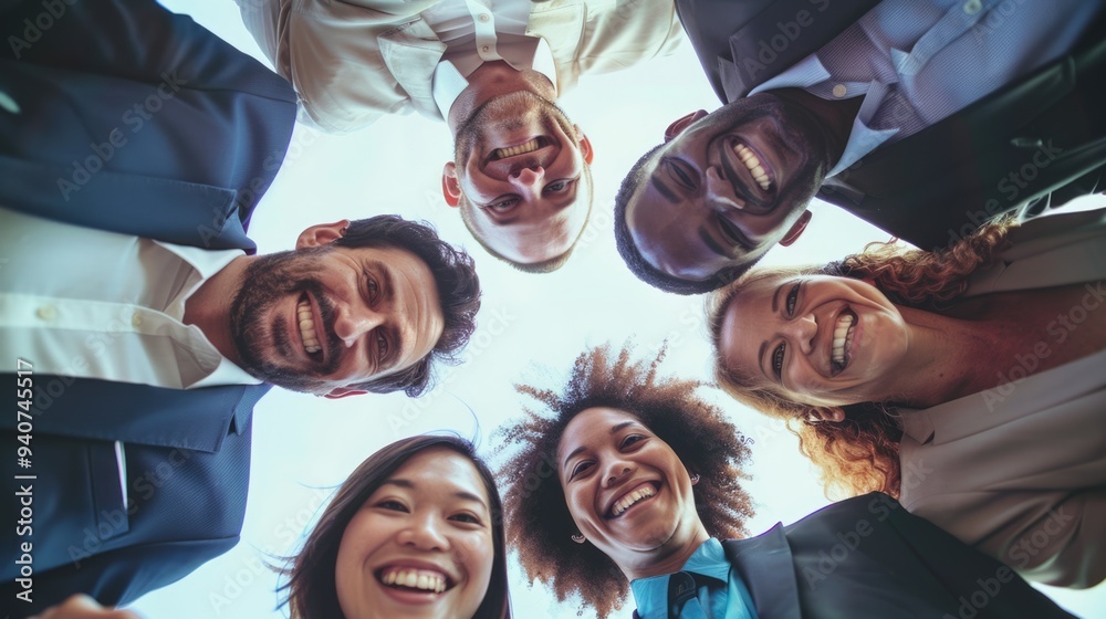 Office people put their head together. Unity concept. United teamwork ...