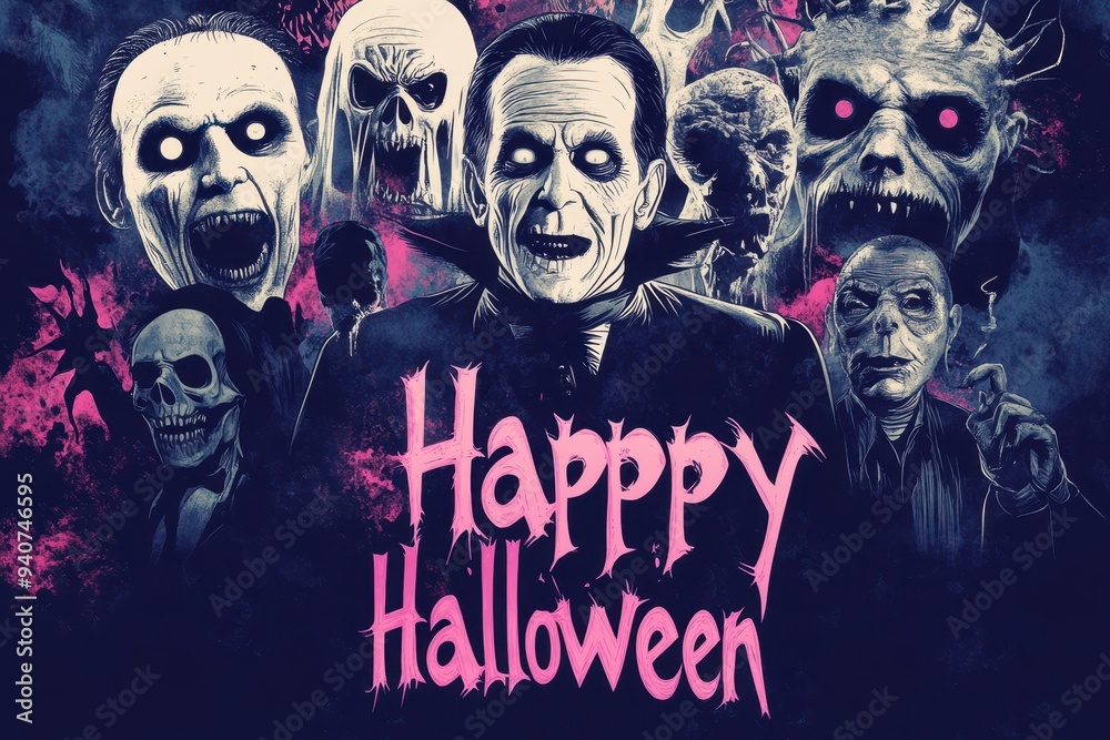 Monster Mash Collage: Images of classic monsters like Dracula ...