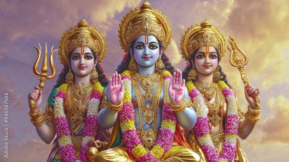 Lord Vishnu Shree Vishnu God Vishnu Narayana Hari with Laxmiji Goddess ...