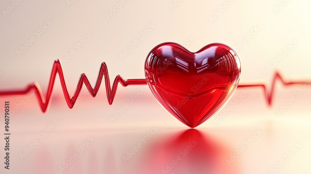 Medical symbol of heart health, featuring a red heart and ...