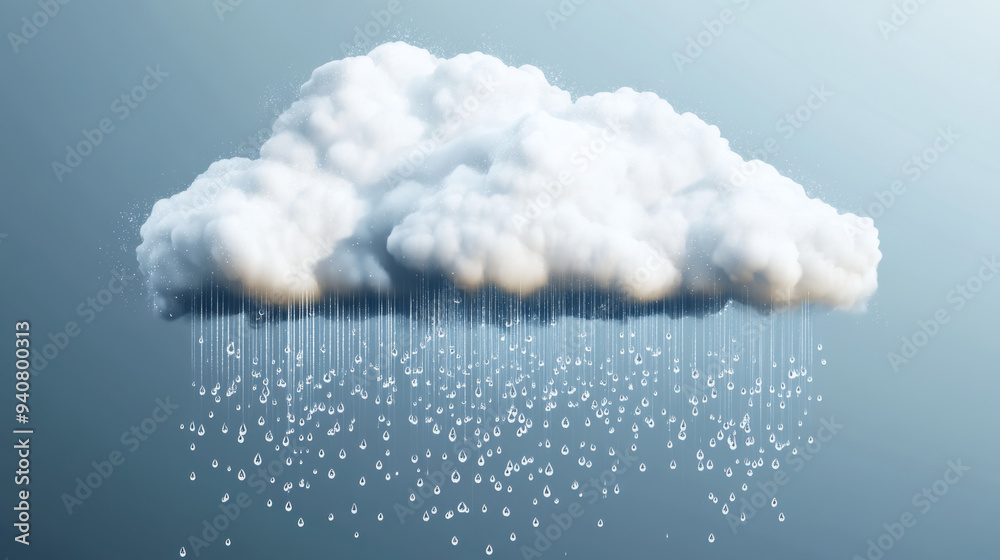 Realistic 3D rain cloud with droplets, depicting rainfall, rainstorm ...