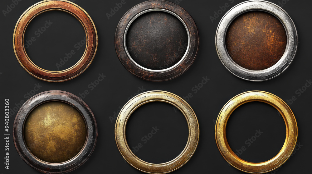 Avatar frames in gold, silver, bronze, copper, and rusty metal. These ...