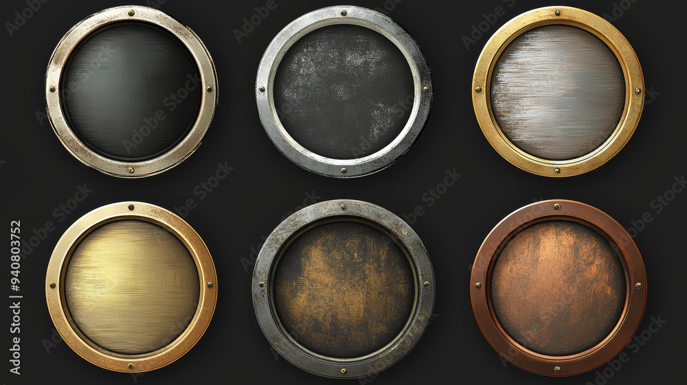 Avatar frames in gold, silver, bronze, copper, and rusty metal. These ...