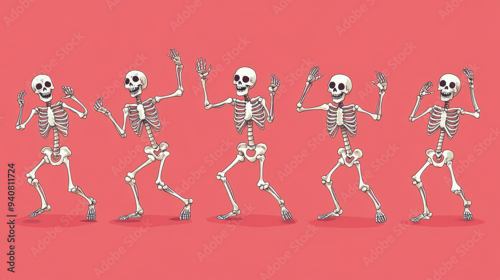 Skeleton dance featuring Halloween-themed characters. Dancing skeletons ...