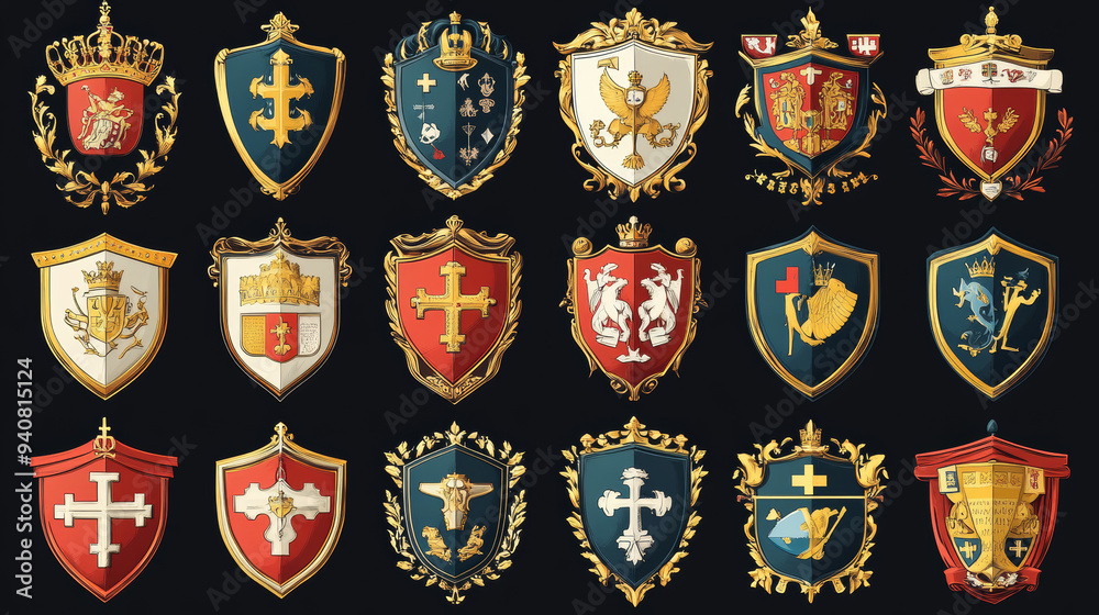 Coat of arms of Switzerland and its cantons, featuring vector heraldic ...