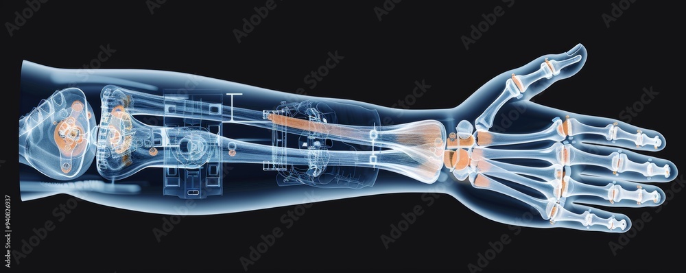 Cutting-Edge Prosthetic Arm X-ray Revealing Advanced Materials in ...