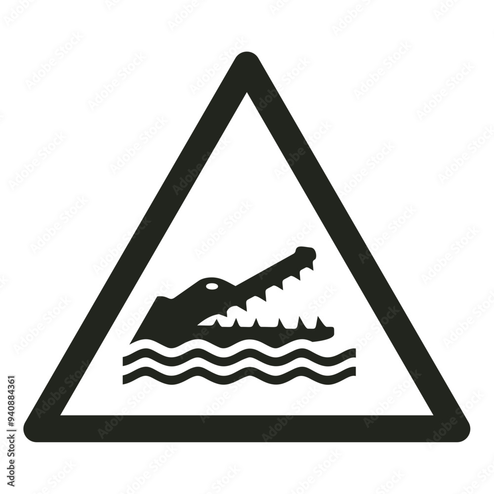 ISO warning safety signs_warning ; crocodiles, alligators or caymans ...