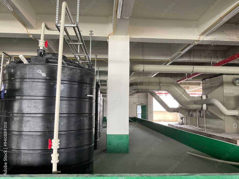 Industrial fume hood in the factory, fume hood system, exhaust ...