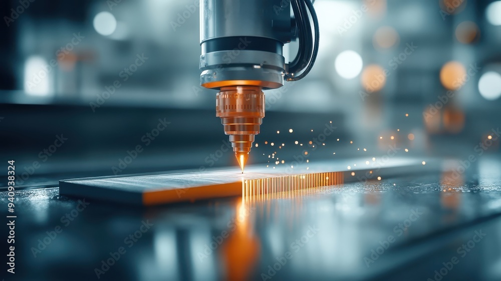 Robotic arm with laser cutter creating trench for high-tech utility ...