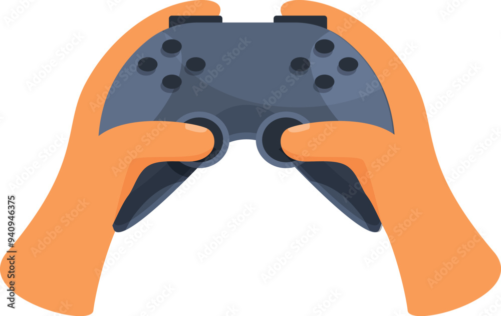 Two hands tightly gripping a video game controller, thumbs poised on ...