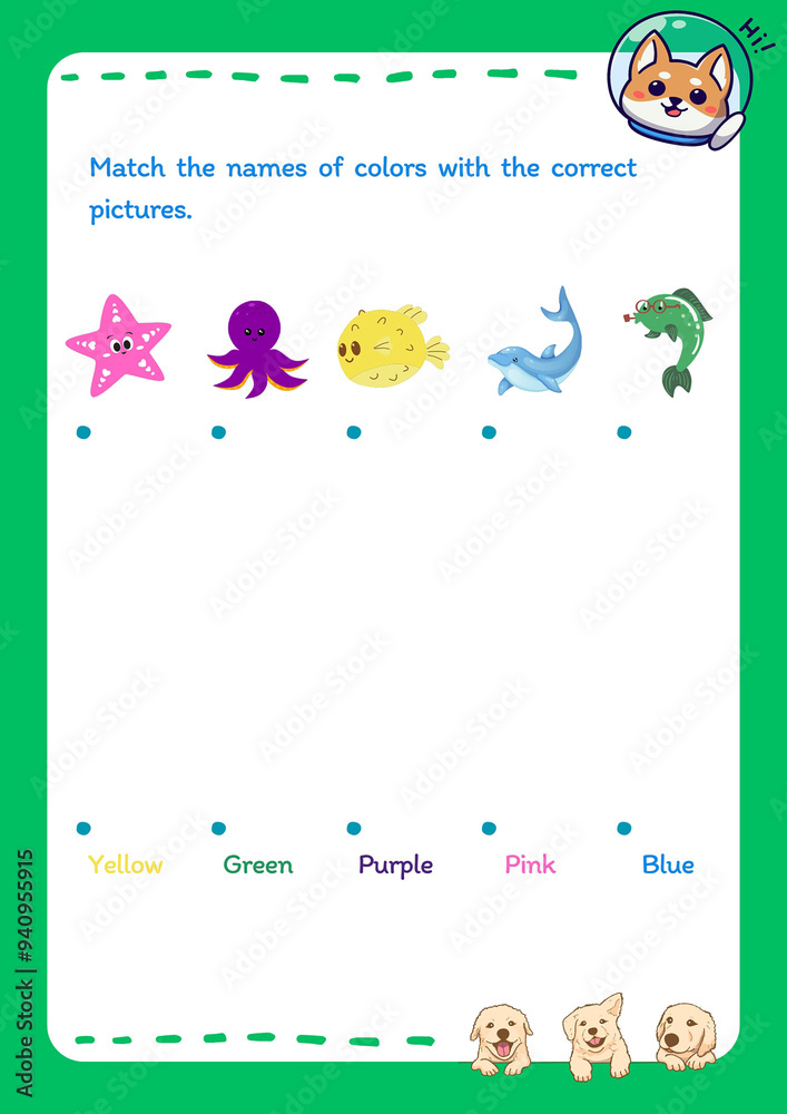 Learn about colors for children .Match the names of colors with the ...