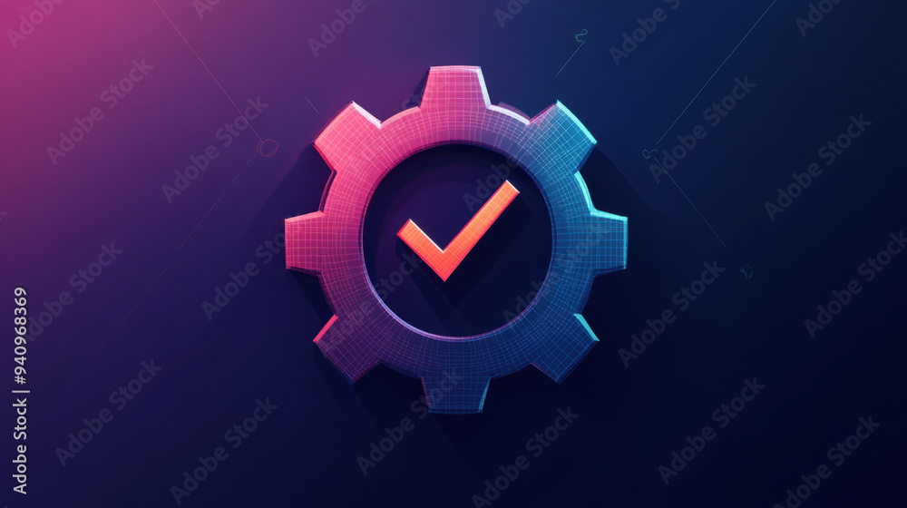 Quality Gear, A gear icon with a checkmark to represent quality control ...