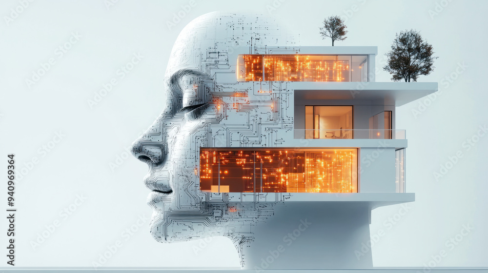 House Face Design, A house design featuring a face with detailed ...