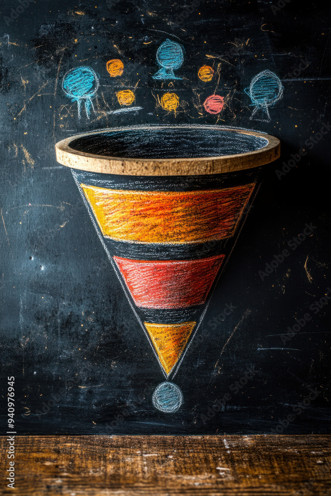 Marketing Funnel, A visual display of a marketing funnel on a ...